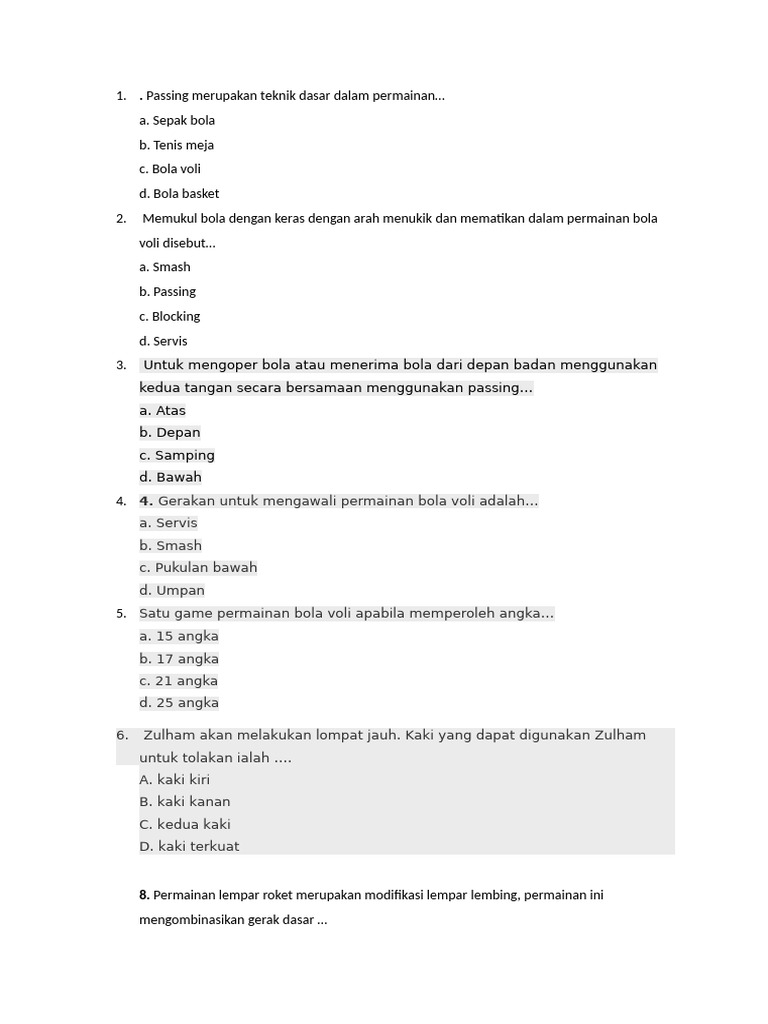 Passing Merupakan Teknik Dasar Dalam Permainan | PDF