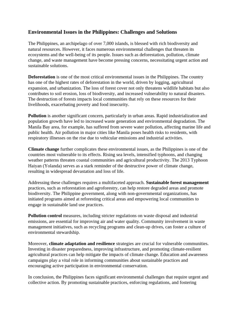 Environmental Issues in The Philippines - Challenges and Solutions | PDF