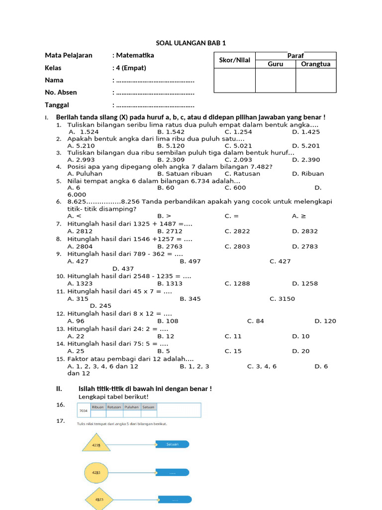 SOAL MAT BAB 1 | PDF
