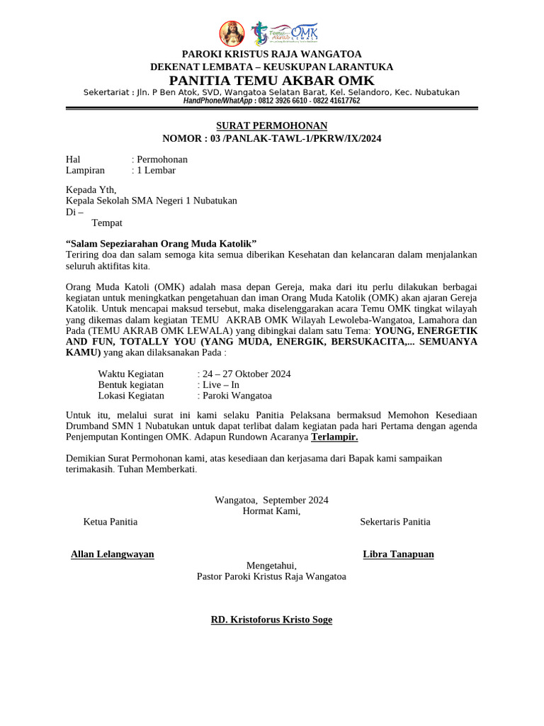 Surat Permohonan Drumband | PDF