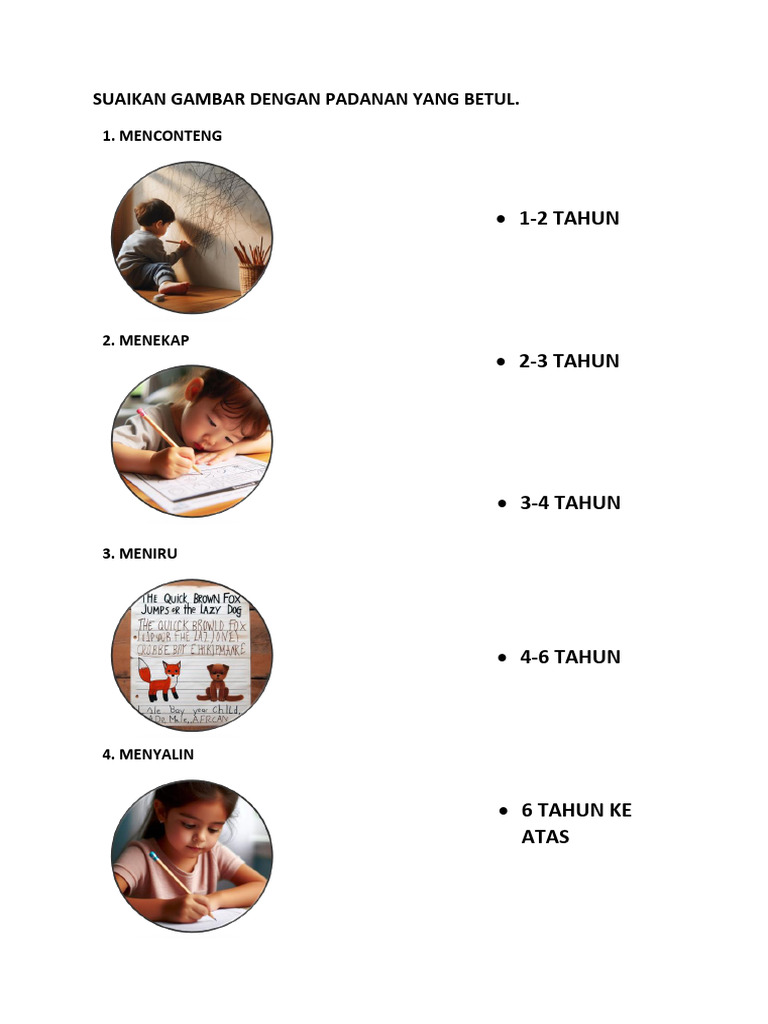 Worksheet Menulis Prasekolah | PDF