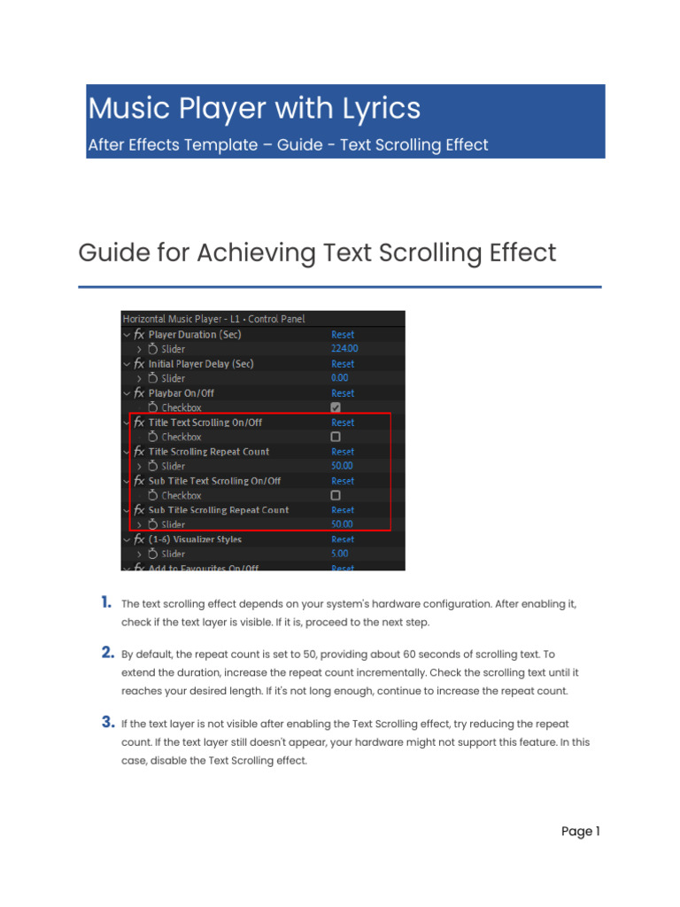 3. Help File - Song Name Scrolling Effect | PDF