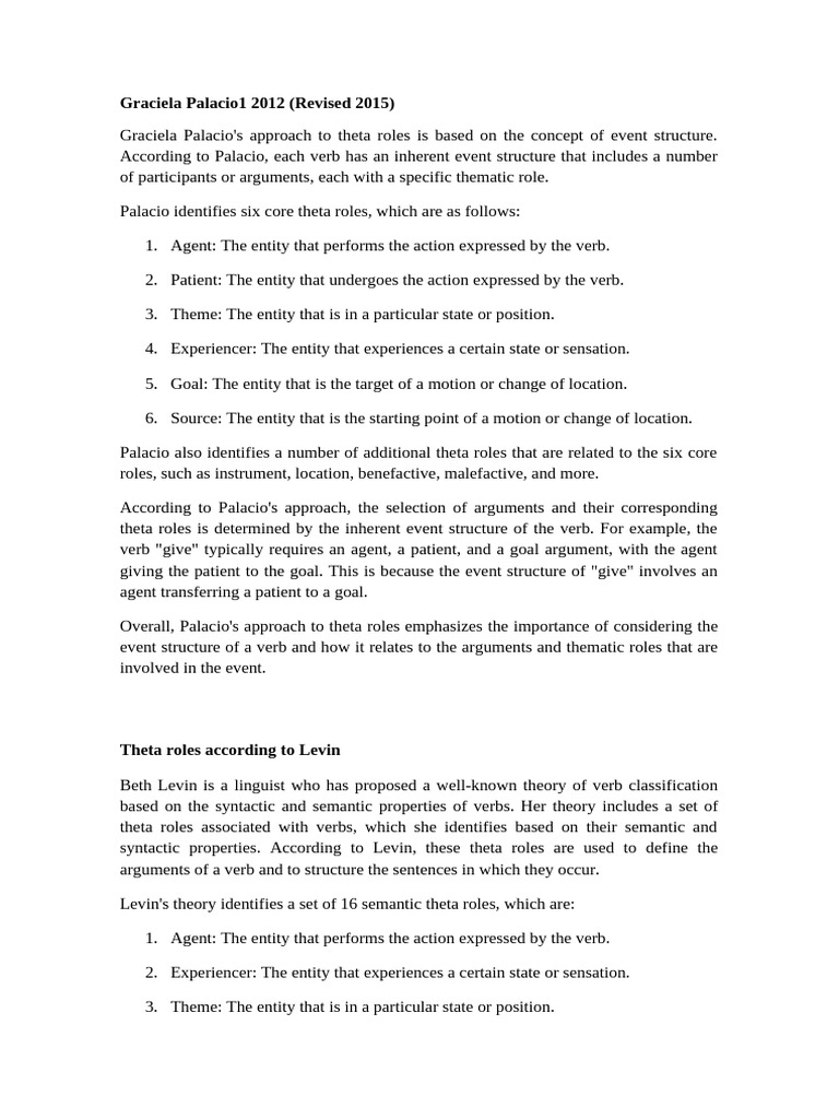 theta roles | PDF