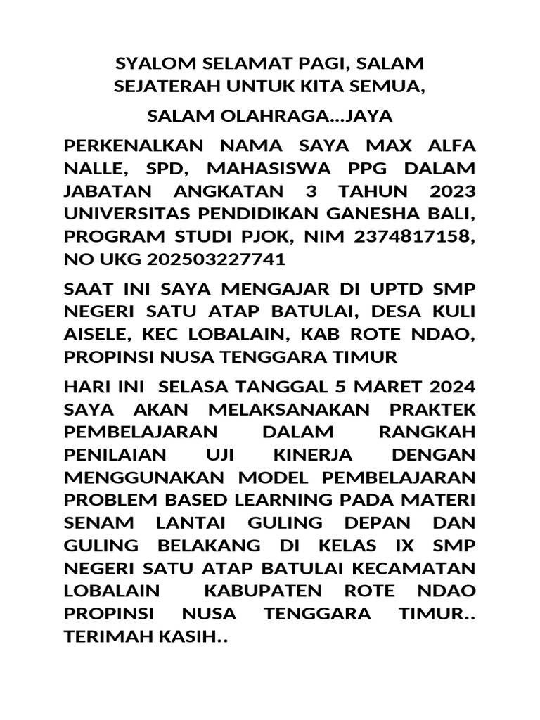 SYALOM SELAMAT PAGI | PDF