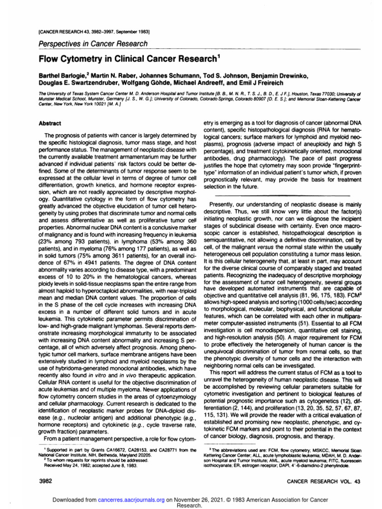 Flow Cytometry in Clinical Cancer Resear | PDF