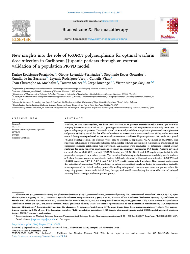 New Insights Into The Role of VKORC1 Polymorphisms For Optima - 2024 ...