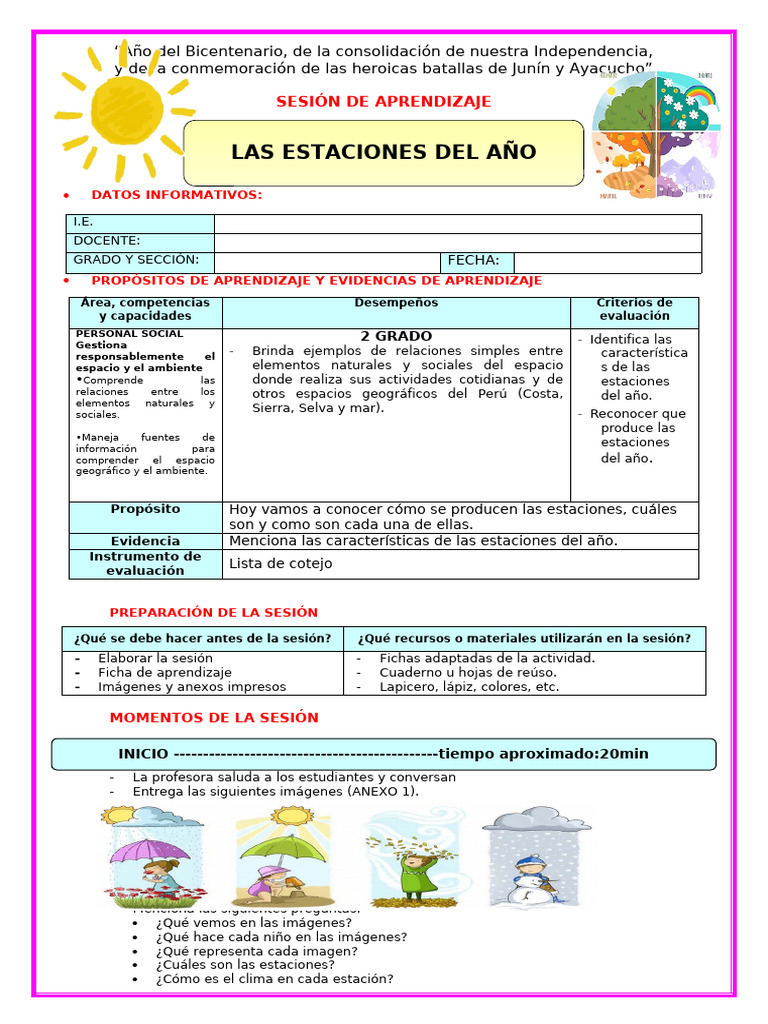 Sesion - Ps Las Estaciones Del Año | PDF