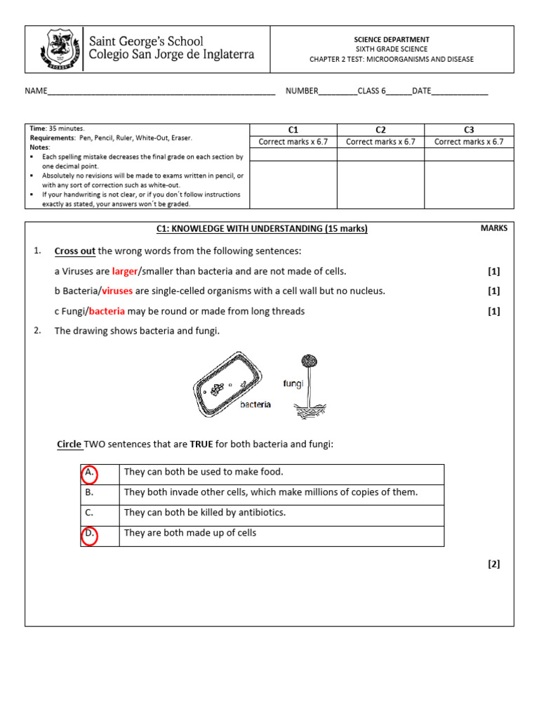 Chapter 2 test Microorganisms and disease ANS | PDF Chapter 2 test Microorganisms and disease ANS | PDF