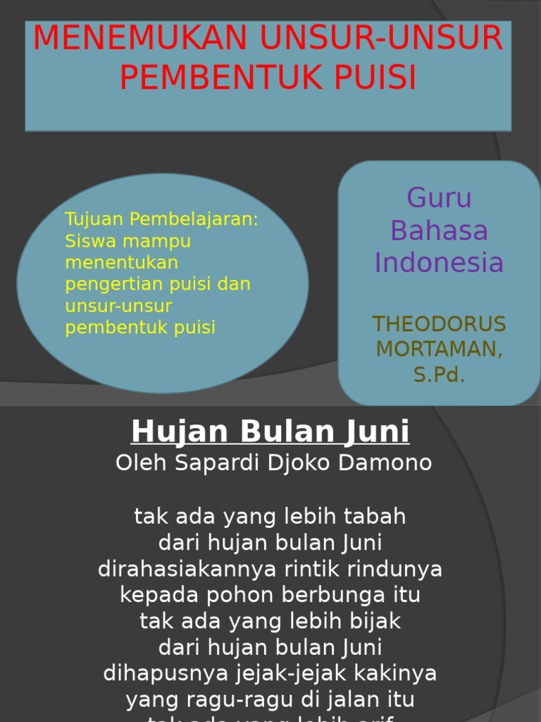 Menentukan - Unsur - Unsur - Pembentuk - Puisi (Senin 7-10-22) | PDF