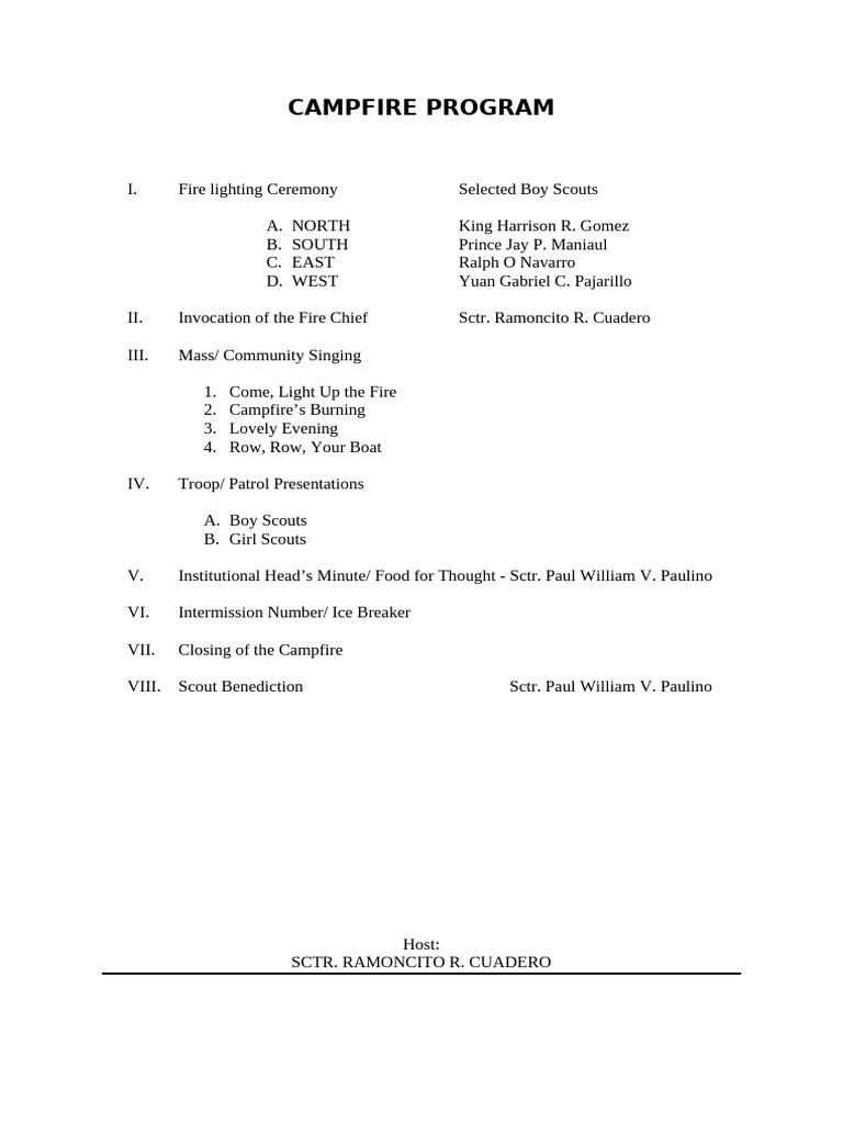 BSP Campfire Program English | PDF