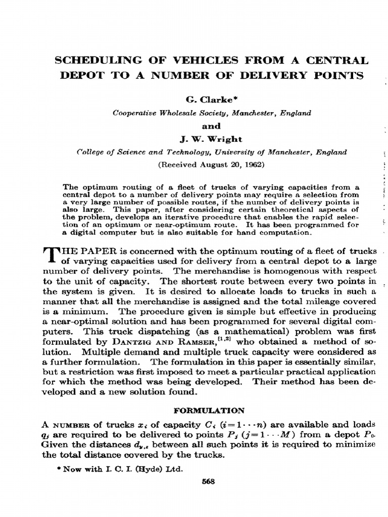 Scheduling of Vehicles From A Central Depot To A Number of Delivery ...
