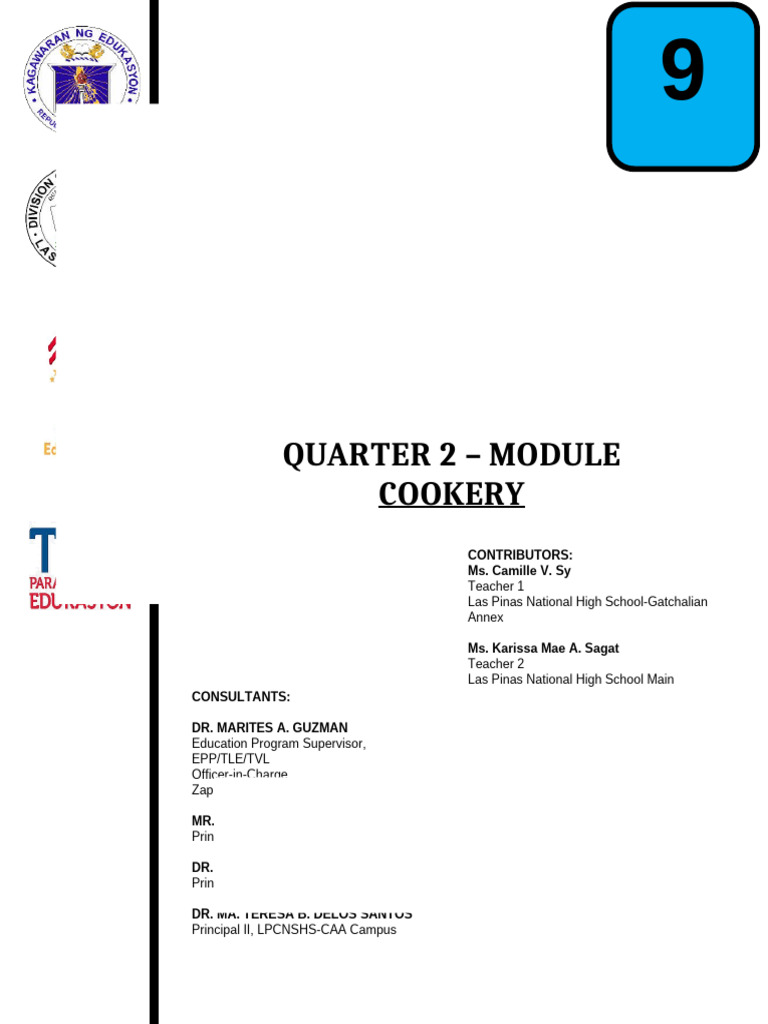 Cookery Grade 9 2ndquarter Week 1 To 4 | PDF