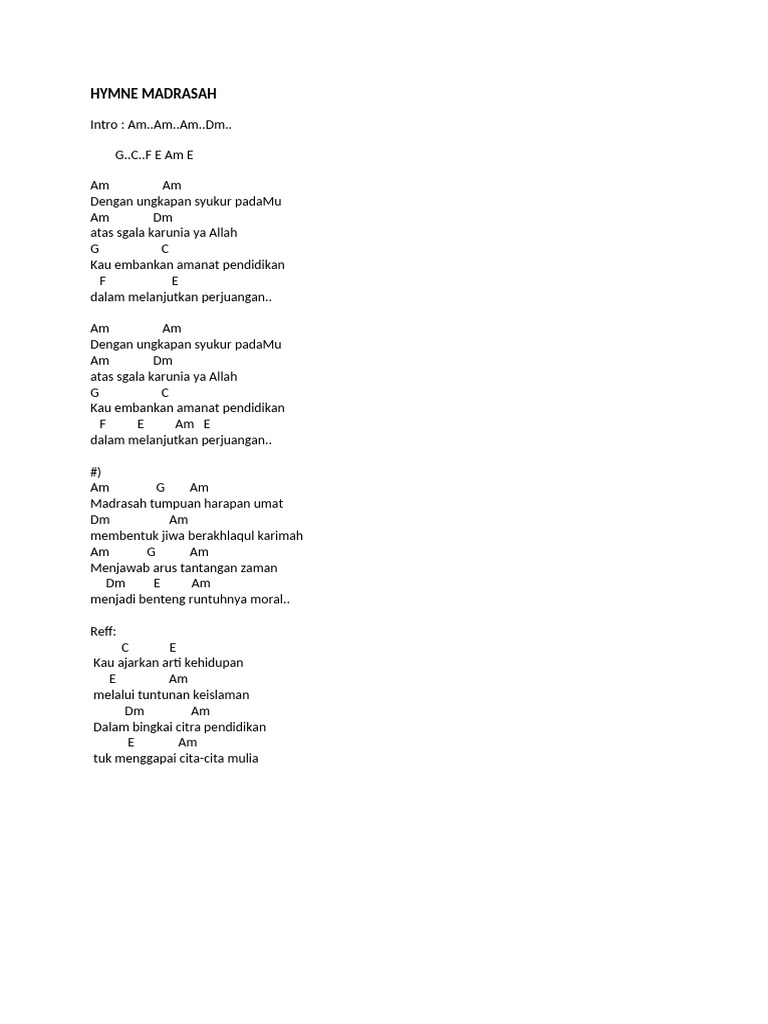 Hymne Madrasah Ready | PDF