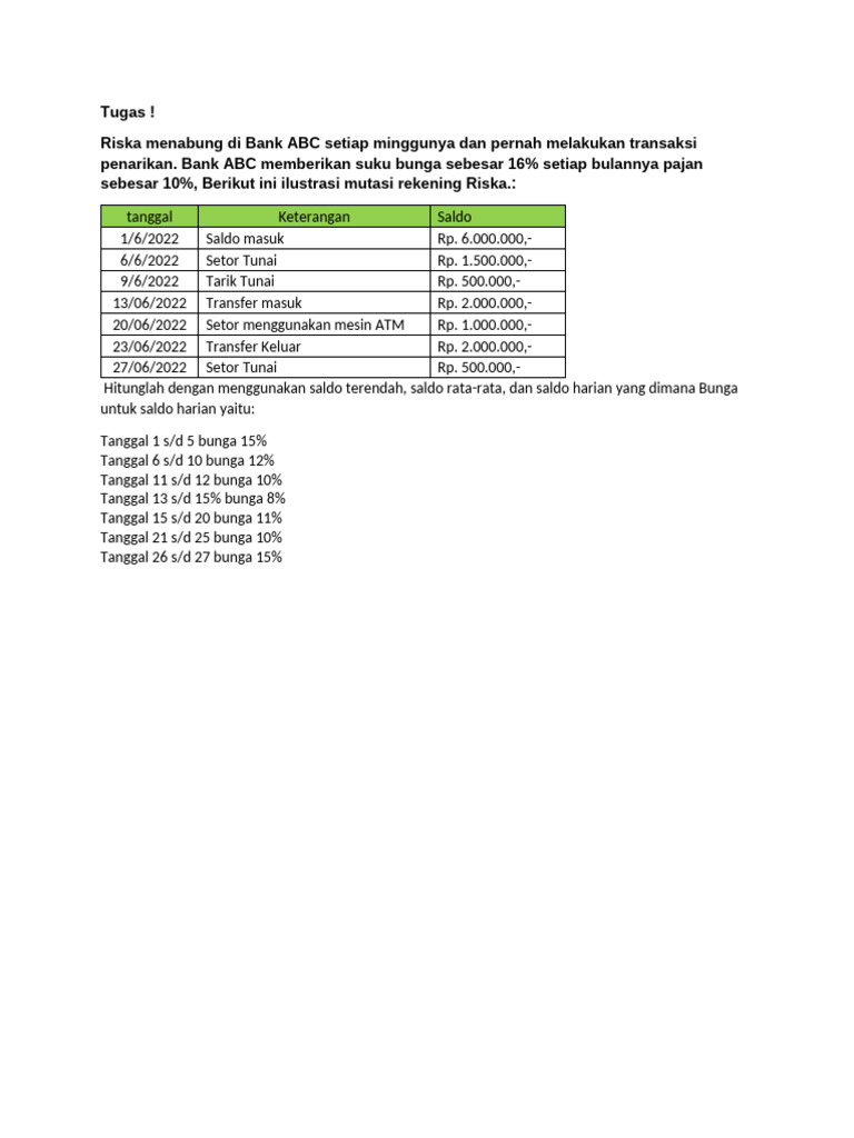 TUGAS PERHITUNGAN TABUNGAN | PDF