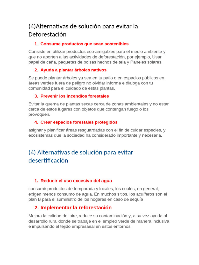 Alternativas de Solucion Deforestacion y Desertificación | PDF ... Alternativas de Solucion Deforestacion y Desertificación | PDF ...