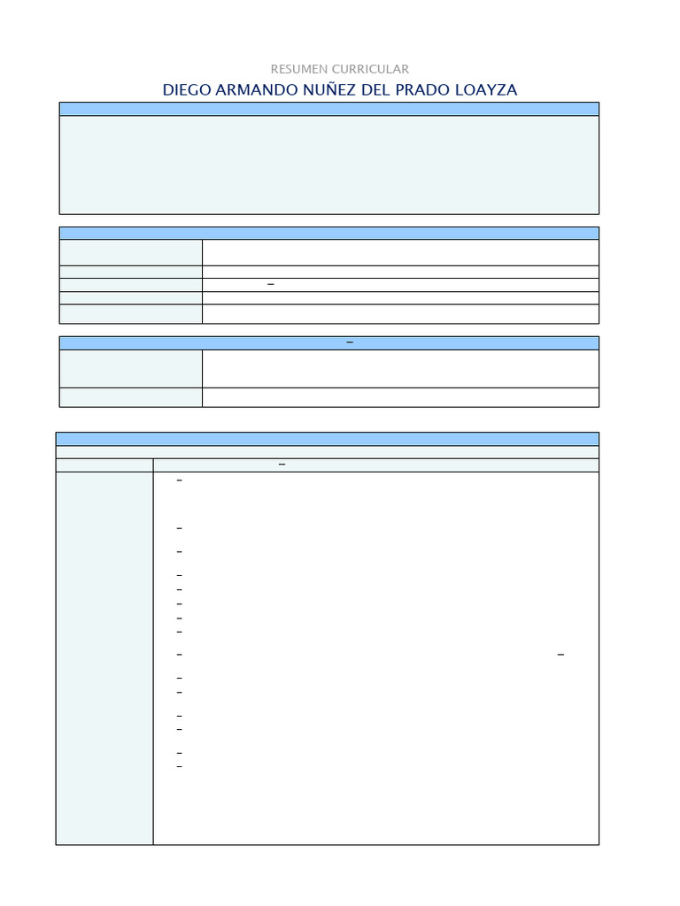 Diego Nuñez Del Prado - CV Actualizado | PDF