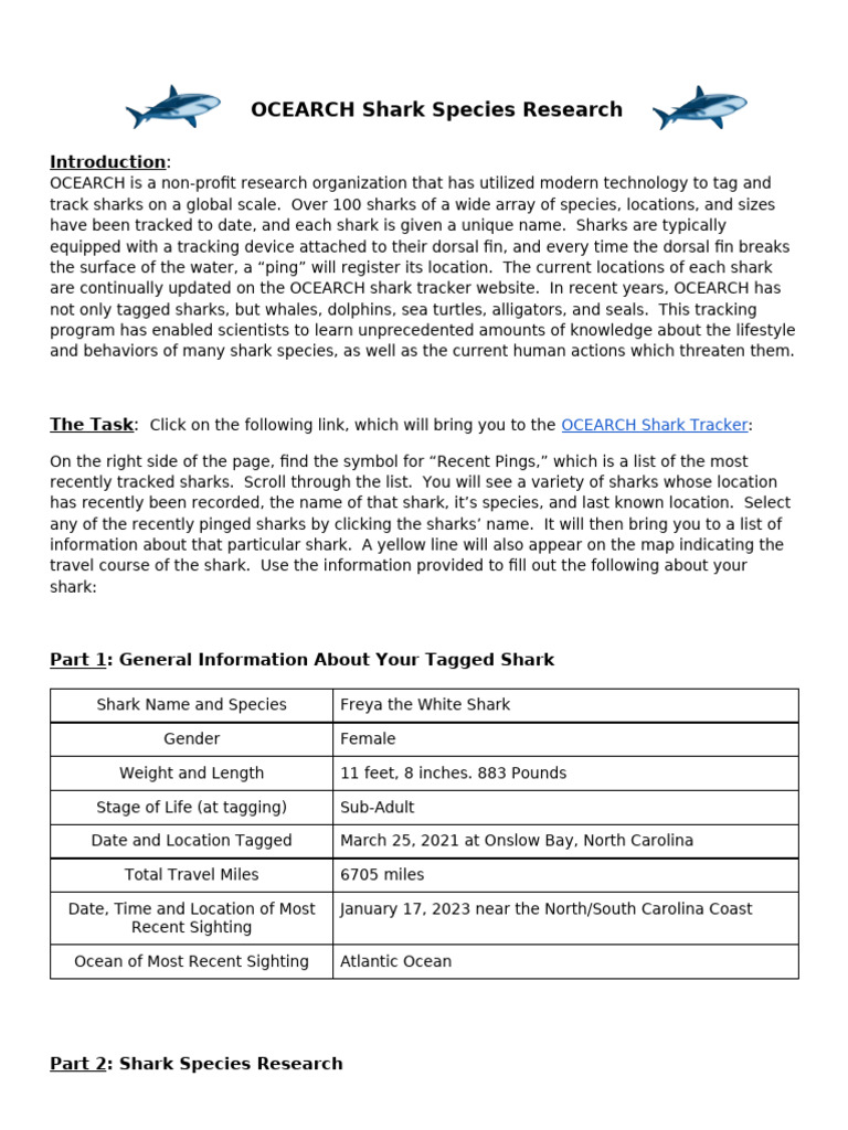 OCEARCH Shark Species Research | PDF