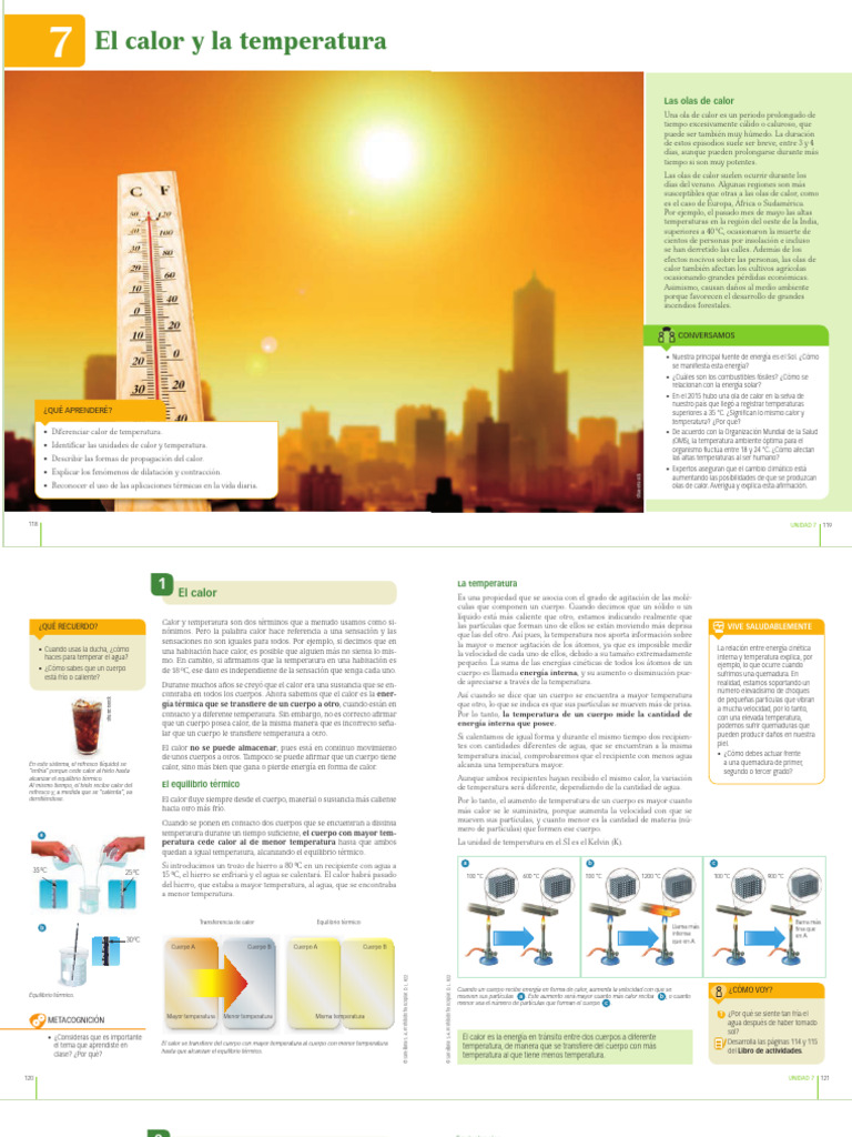 Estudiante 7MA UNIDAD El Calor y La Temperatura | PDF