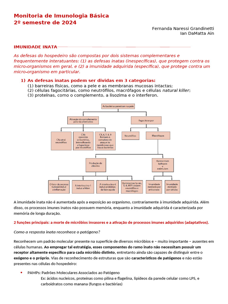 Resumo Aula2 ImunInata | PDF