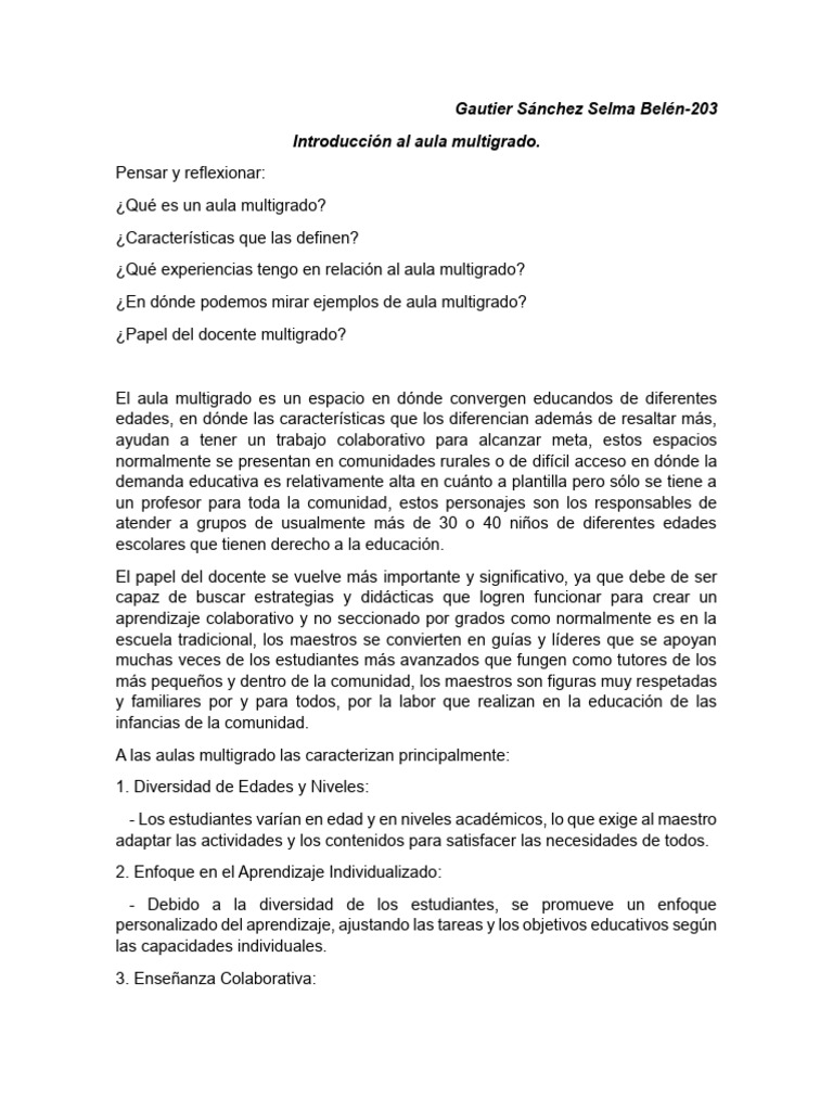 Introducción Aulas Multigrado | PDF