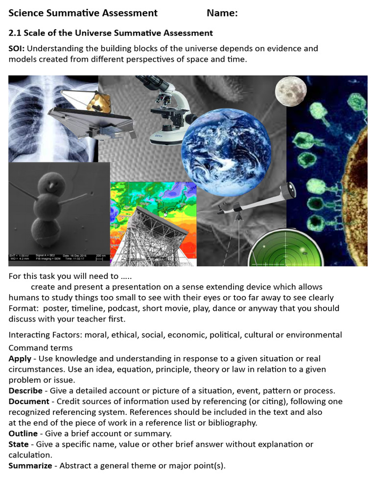 Universe Assessment: Sense-Extending Devices | PDF
