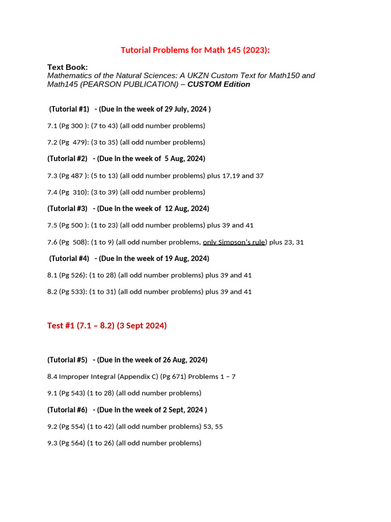 Tutorial Problems - 2024 (3) | PDF