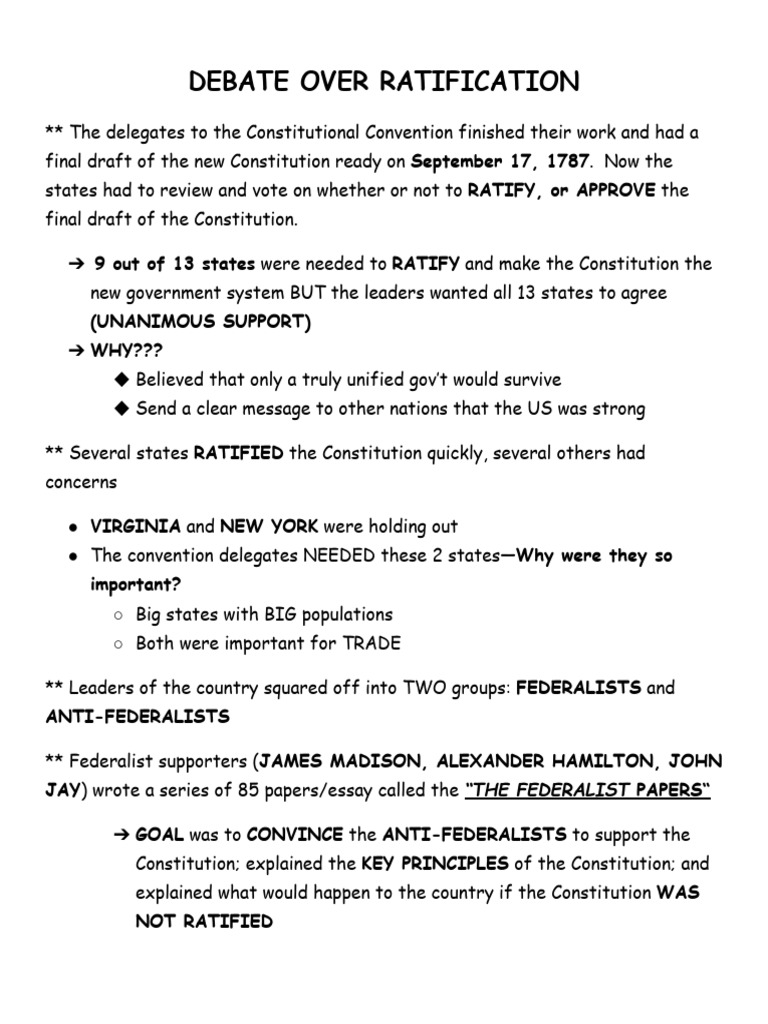 5 - Notes - Debate Over Ratification | PDF
