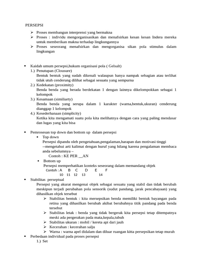 Sensori Persepsi Psikologi | PDF