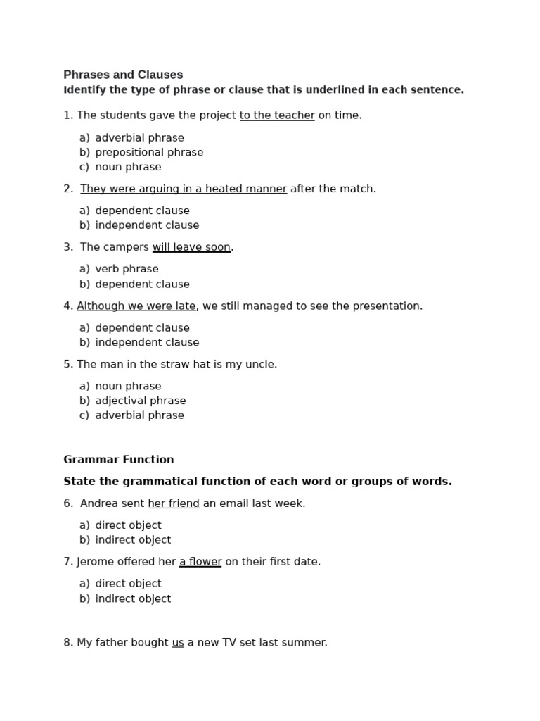Phrases and Clauses | PDF
