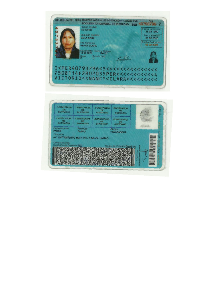 VICTORIO DE LA CRUZ NANCY CLARA DNI | PDF