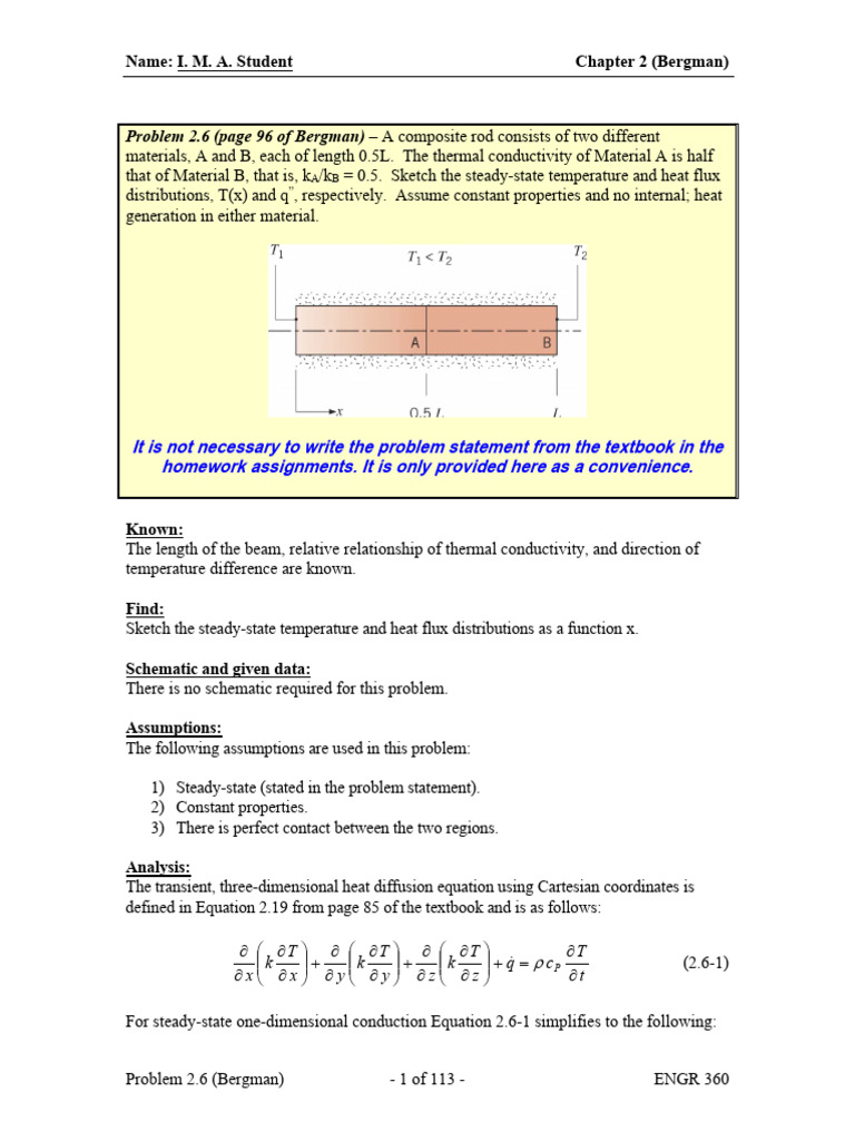 ENGR360 Chapter 2 Sample Problems Bergman | PDF