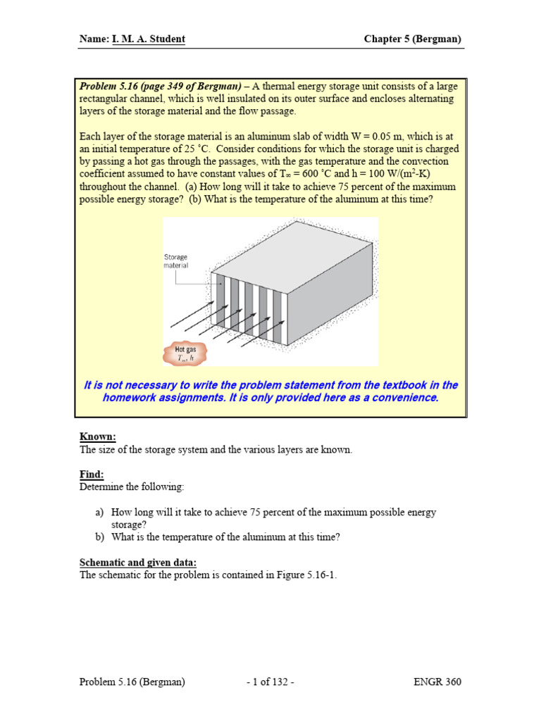 ENGR360 Chapter 5 Sample Problems Bergman | PDF