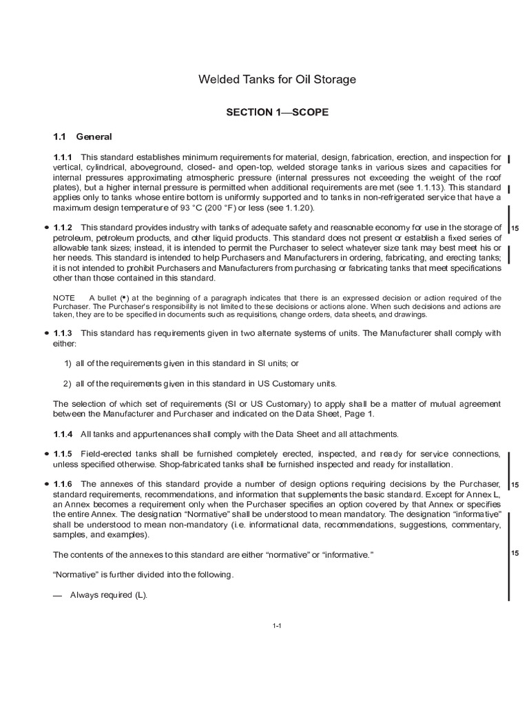 Api 650 - 2018-Sec 1 - Scope | PDF