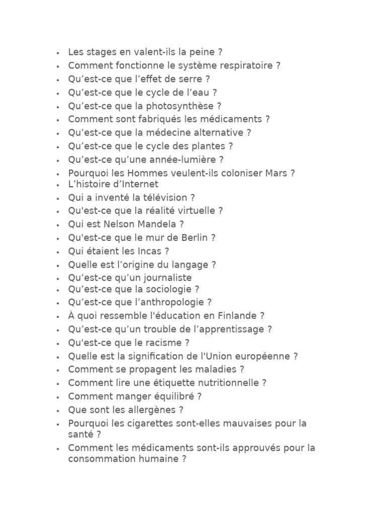 Liste Des Thèmes | PDF