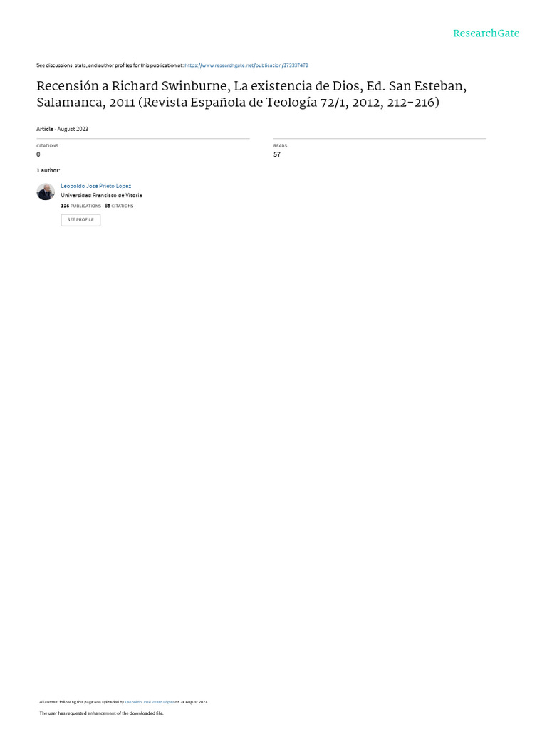 Swinburne LaexistenciadeDios | PDF