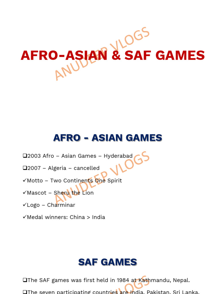 Afro-Asian & Saf Games | PDF