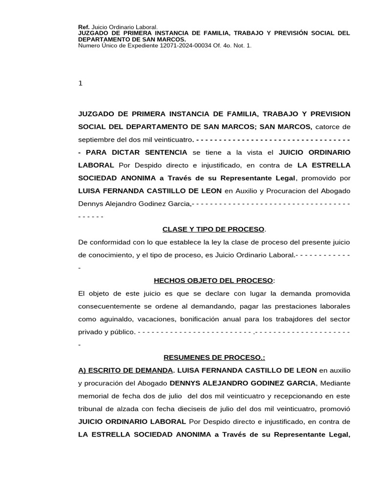 Sentencia Laboral | PDF