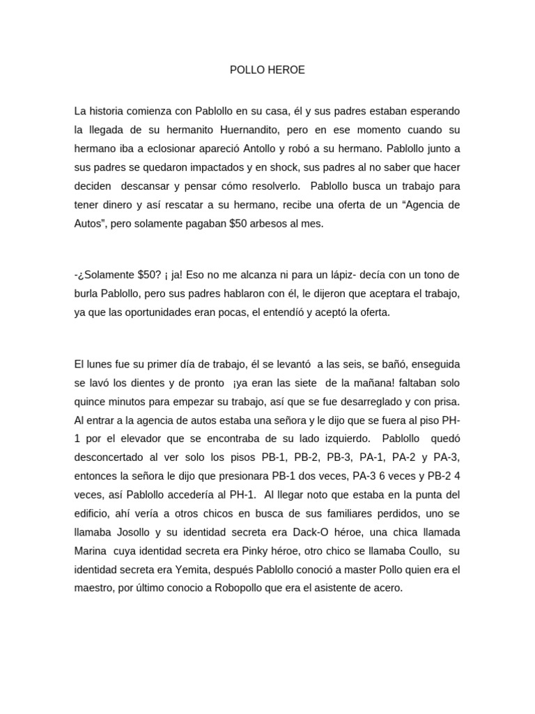 Cuento de Pollo Heroe | PDF
