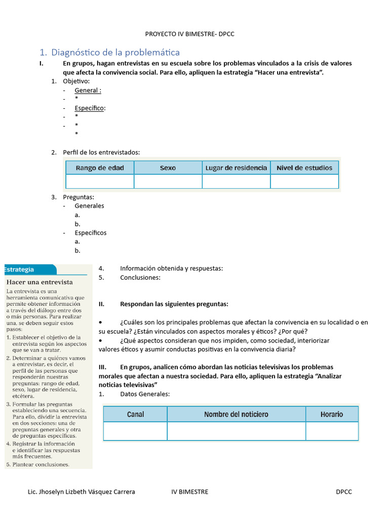 PROYECTO IV BIMESTRE | PDF
