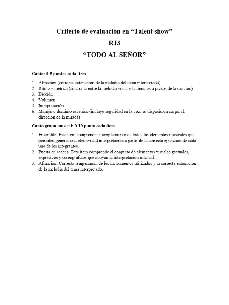 Criterios de Evaluación | PDF