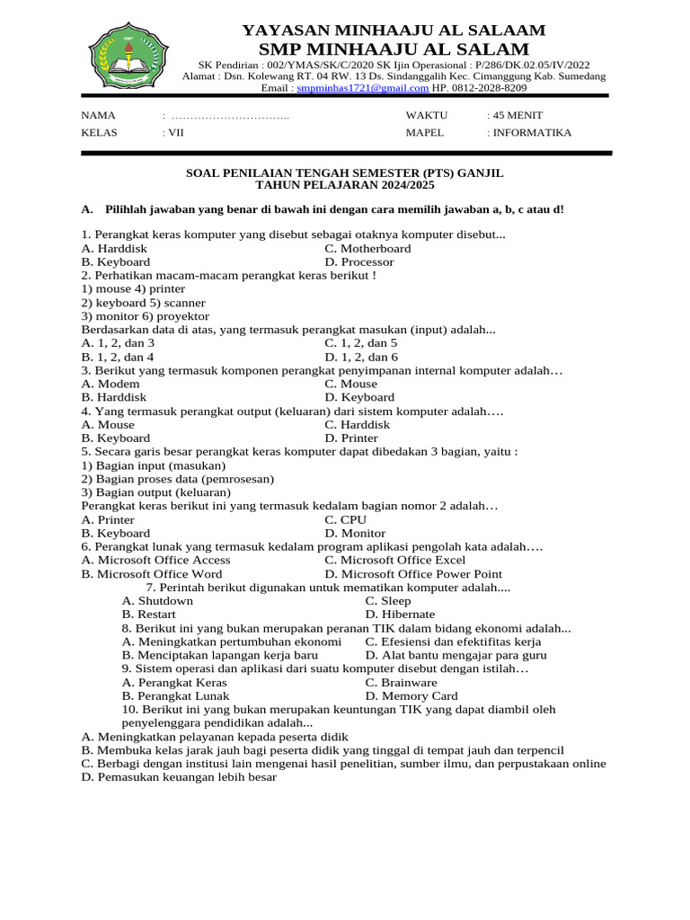 TEMPLET SOAL PTS 2425 | PDF