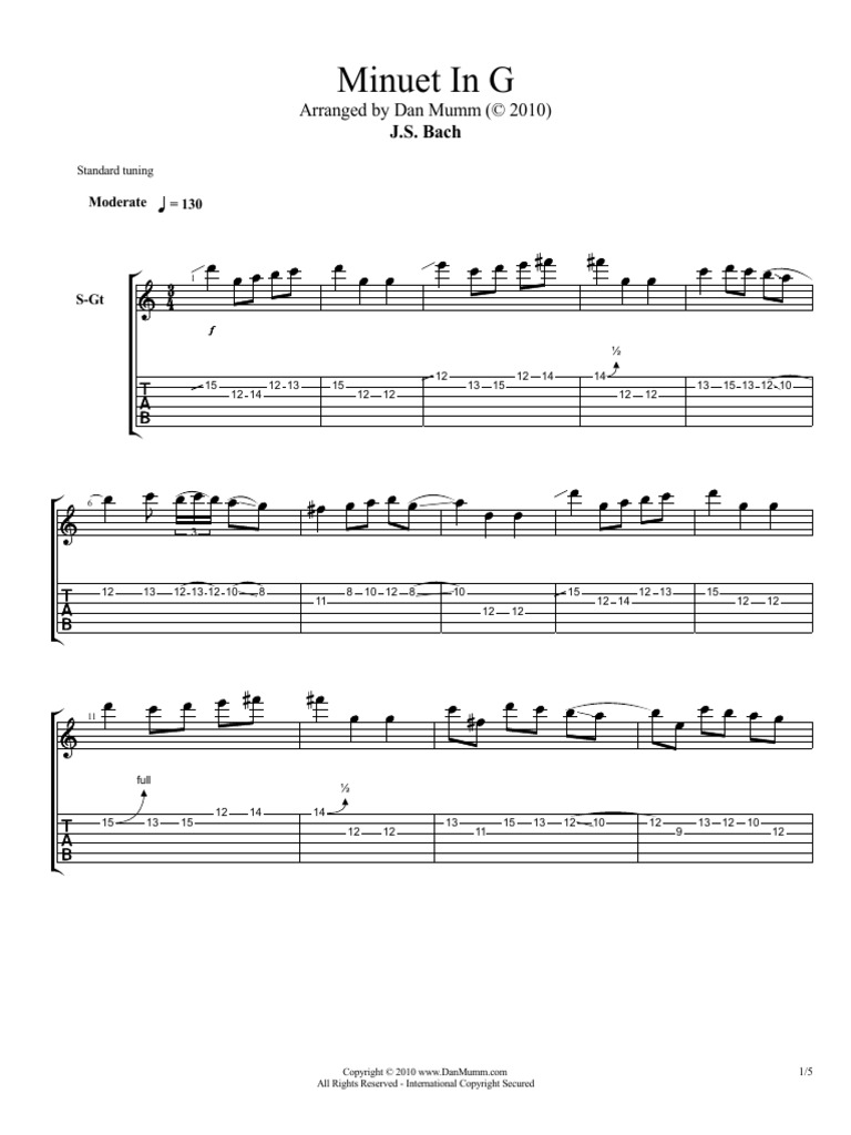Bach Minuet in G DanMumm TAB | PDF