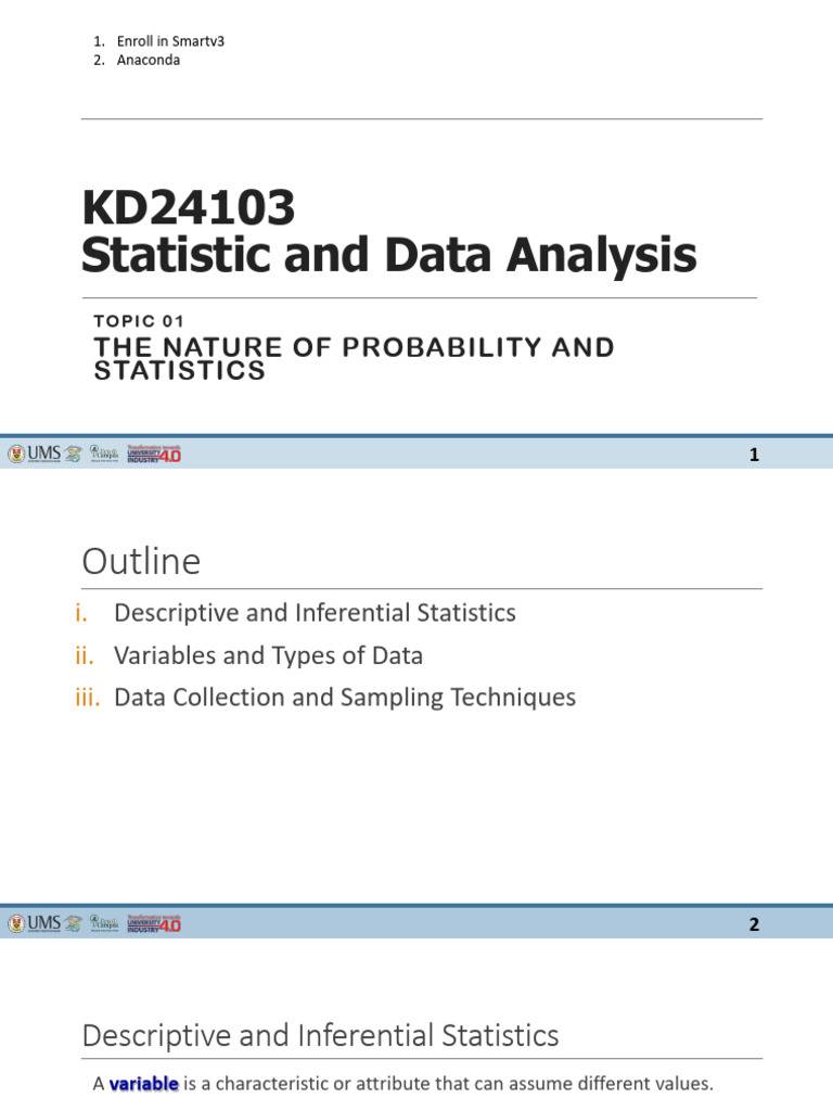 Statistic and Data Analysis Topic 01b | PDF