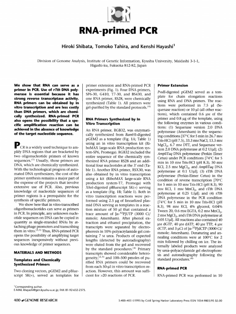 RNA-primed PCR | PDF