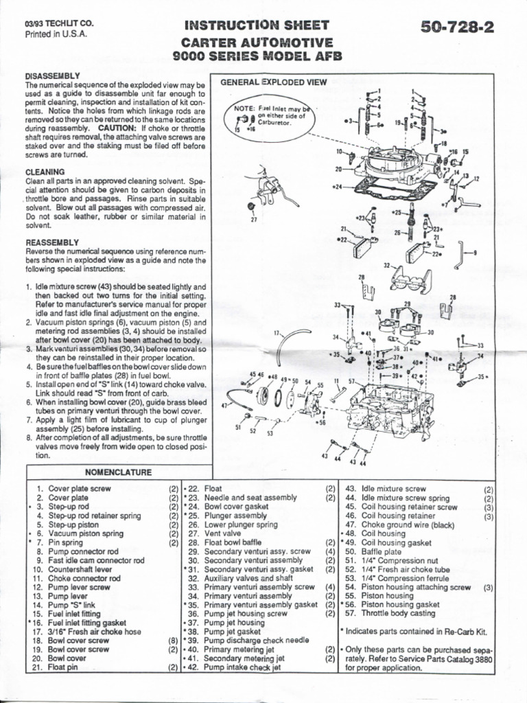Carter Carb Schematic | PDF