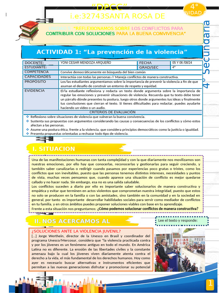 4° DPCC - Actv.01-Unid.5 2023 | PDF