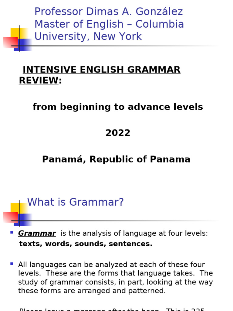 A Comprehensive Grammar Review - Prepared by Dimas A. GonzÃ¡lez | PDF