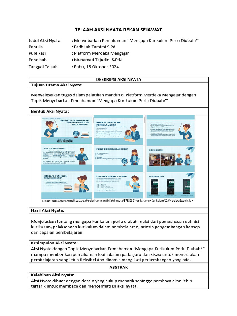TELAAH-AKSI-NYATA-REKAN-SEJAWAT, TJ 2 | PDF