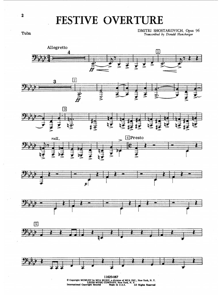 Festive Overture Tuba | PDF
