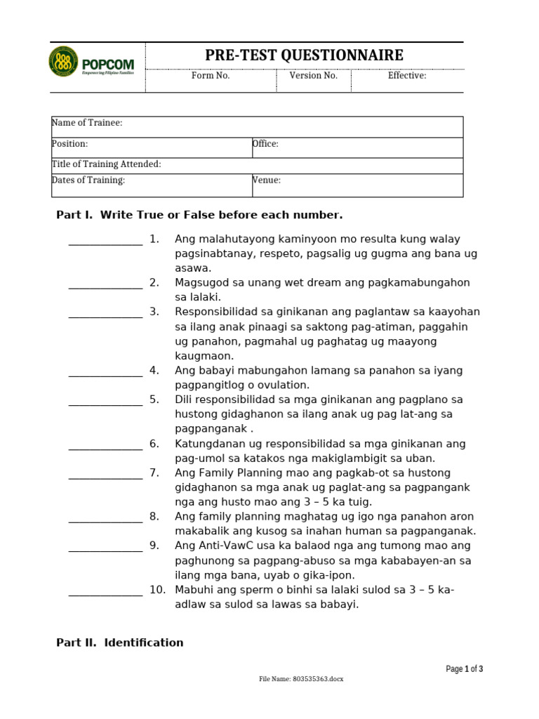 PRETEST | PDF